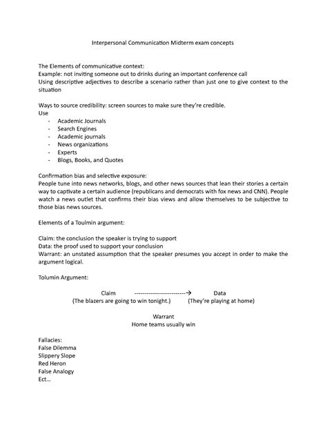 Interpersonal Communication Midterm Notes Interpersonal Communication