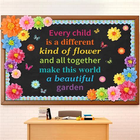 Pajean Flower Bulletin Board Set Butterfly Motivational