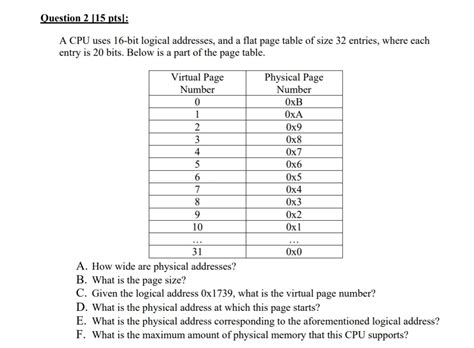 Solved Question 2 15 ﻿pts A Cpu Uses 16 Bit Logical