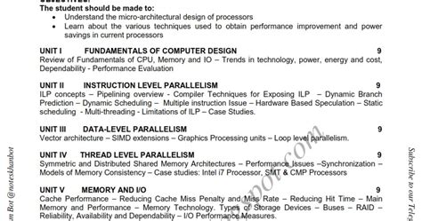 Ec6009 Advanced Computer Architecture Syllabus Semester Vii Ece Be Anna University Anna