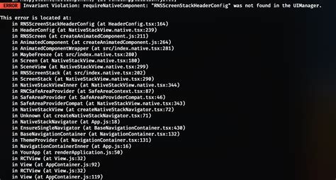 React Native Rnsscreenstackheaderconfig Was Not Found In The
