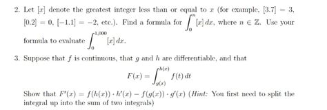 solved 2 let denote the greatest integer less than or for
