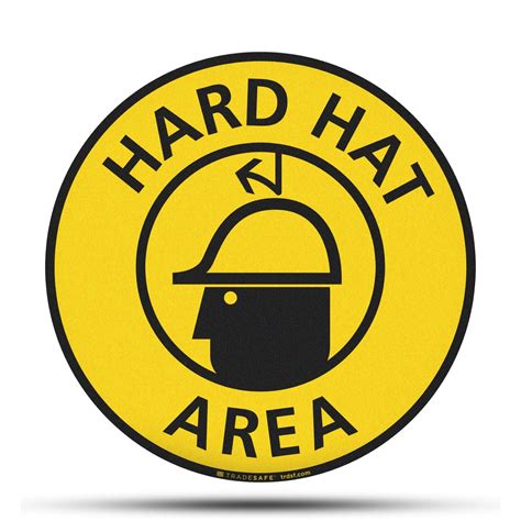 Hard Hat Area Signs Anti Slip Floor Sticker Tradesafe