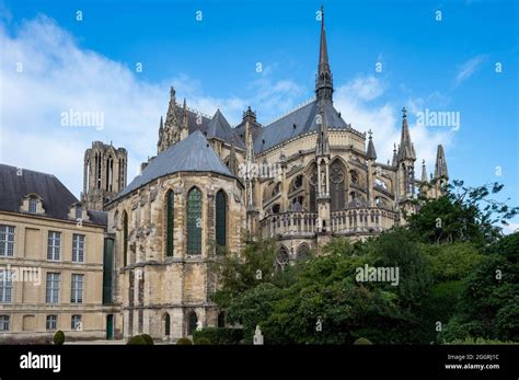 View From Back Side On Gothic Roman Catholic Cathedral Church Notre