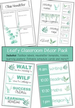 Green Leafy Class Decor Pack By Miss Morgan S Classroom Australia