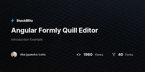 Angular Formly Quill Editor Stackblitz