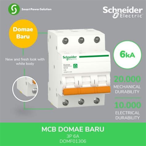 Jual Domae Mcb 6a 10a 16a 20a Ampere 3p 3 Pole Phase Schneider 6000a