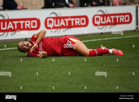 London, UK. 06th Oct, 2024. Sofie Lundgaard of Liverpool Women goes down with a painful looking ...