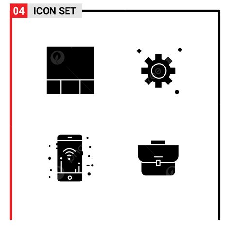 4 Thematic Vector Solid Glyphs And Editable Symbols Of Grid Setting Case Editable Png And