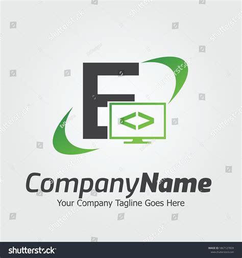 Programming Code Computer Monitor Logo Template Stock Vector Royalty