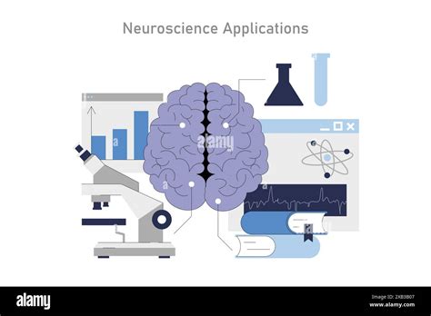 Neuroscience Applications Concept An Illustrated Brain With Scientific Elements Representing