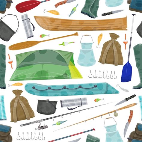 Premium Vector Vector Fisherman Fishing Equipment Pattern