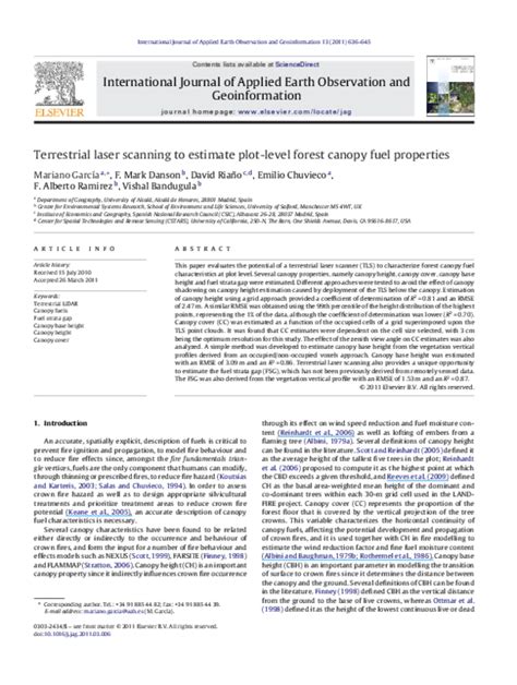 Pdf Terrestrial Laser Scanning To Estimate Plot Level Forest Canopy Fuel Properties