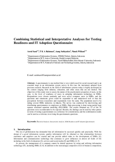 Pdf Combining Statistical And Interpretative Analyses For Testing Readiness And It Adoption