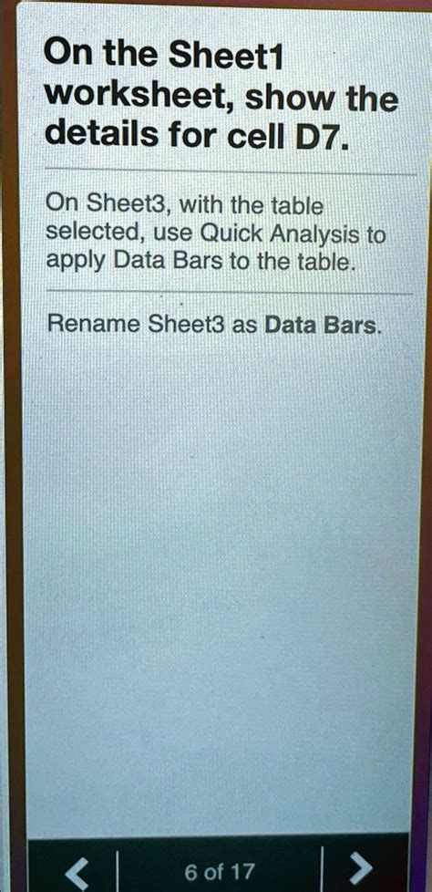 On The Sheet1 Worksheet Show The Details For Cell D7 On Sheet3 With