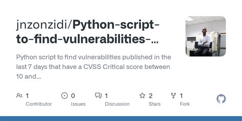 Github Jnzonzidipython Script To Find Vulnerabilities Published In