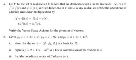 Solved A Let V Be The Set Of Real Valued Functions That Are