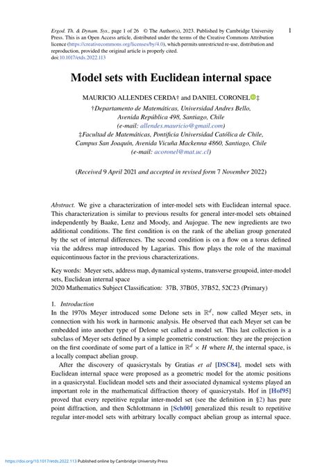 pdf model sets with euclidean internal space