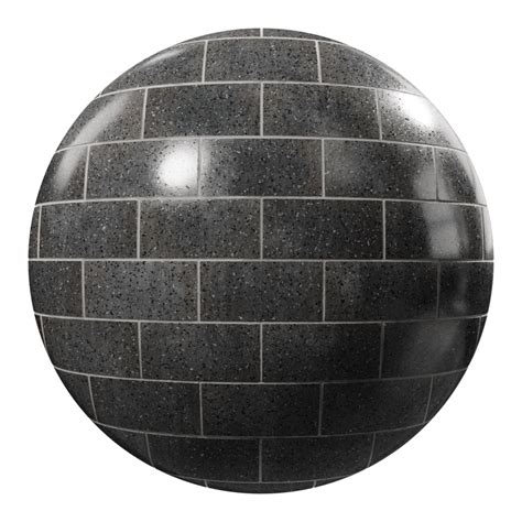 Polished Running Concrete Block Wall Texture Black Poliigon