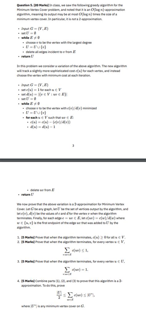 Solved Question 5 [20 ﻿marks] In ﻿class We ﻿saw The