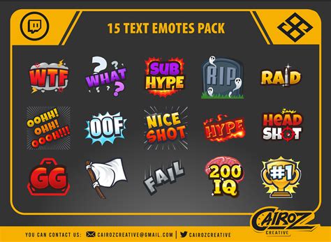15x Text Twitch Emotes Collection By Cairoz Creative Text Emoji Cute