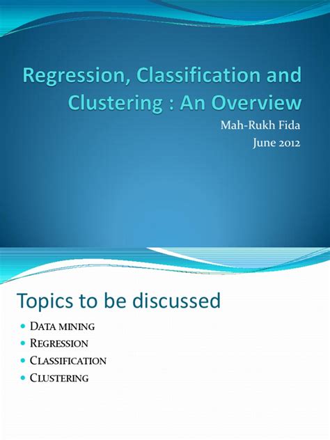 Regression Classification And Clustering Pdf Regression Analysis