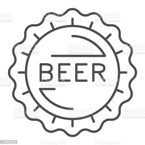 맥주 병 캡 얇은 라인 아이콘 크래프트 맥주 개념 흰색 배경에 바 스탬프 기호 모바일 개념 및 웹 디자인을위한 윤곽 스타일 보틀 캡 아이콘 벡터 그래픽 0명에 대한 스톡