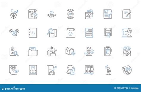 Paperwork Control Line Icons Collection Organization Efficiency Filing Documentation