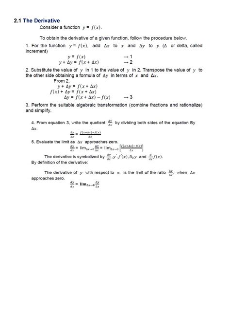 The Derivative 2 The Derivative Example 1 Differentiate The Function 𝐀 𝐀𝐀 𝐀𝐀𝐀 Example 2