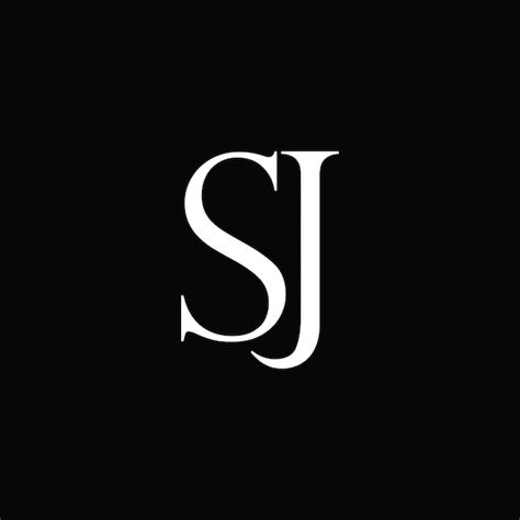 Alphabetic Sj Letter Monograms With Black And White Vector Eps Logo