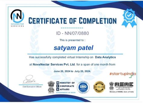 Satyam Patel On Linkedin Dataanalytics Internship Novanectar Ai