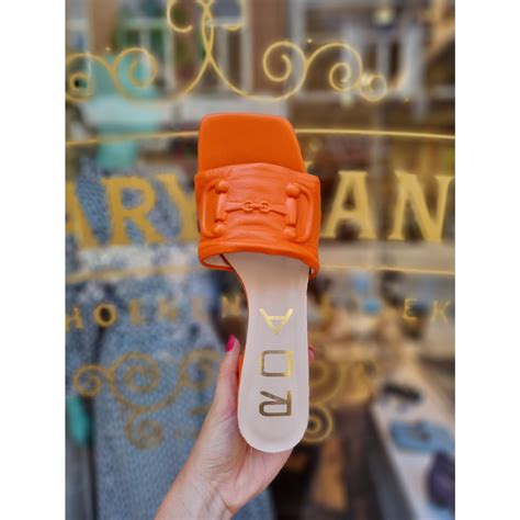Roberto Dangelo Leren Muiltje Saint Tropez Orange Mary Jane