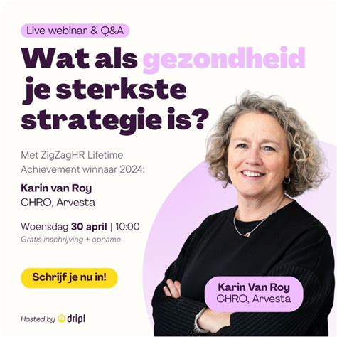 💬 We Gaan Live In Gesprek Met Karin Van Roy Chro Bij Arvesta Dus Blokkeer Woensdag 30