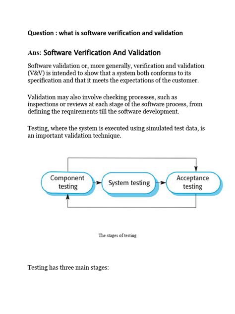 question software varification and validation pdf software testing