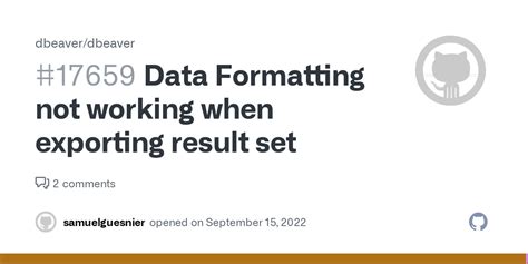 data formatting not working when exporting result set · issue 17659