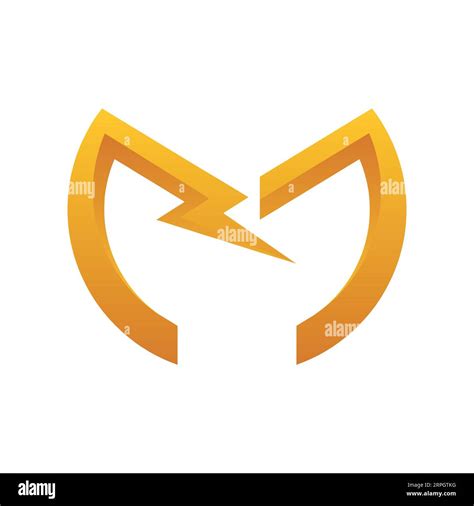 Initial Letter M With Bolt Logo Design Electric M Stock Vector Image