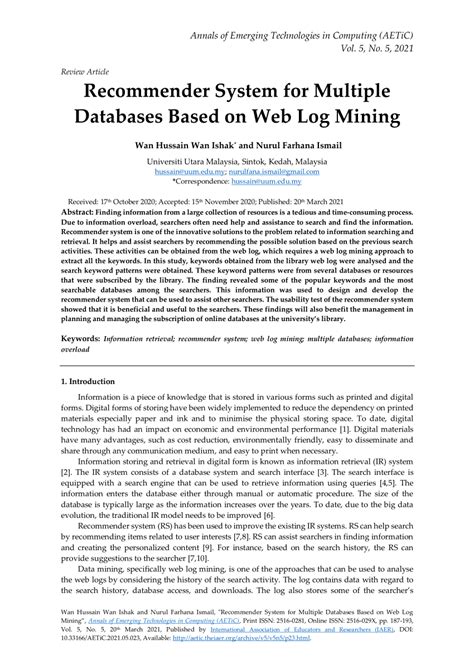 pdf recommender system for multiple databases based on web log mining