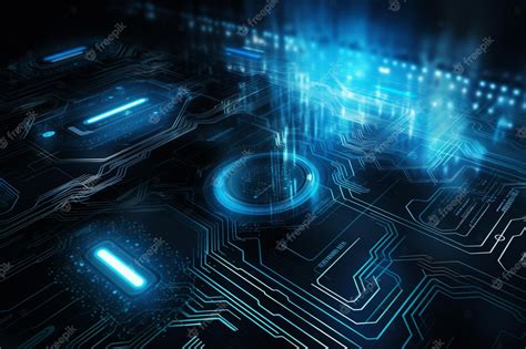 Premium Photo Abstract Futuristic Electronic Circuit Board And Mesh