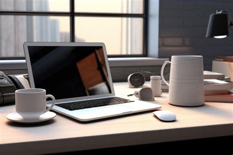 Premium Photo Modern Workspace With Computer Coffee Cup Workspace