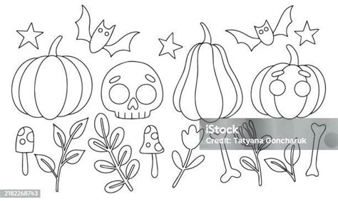 색칠 공부 Bookcute 할로윈에 대 한 벡터 세트 아이들을 위한 재미있는 캐릭터 낙서 0명에 대한 스톡 벡터 아트 및 기타 이미지 Istock