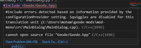 how to fix vscode include errors · issue 194 · geode sdk geode · github