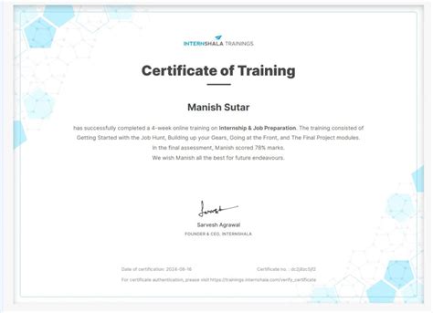 Completed Online Training On Internship And Job Preparation Covering