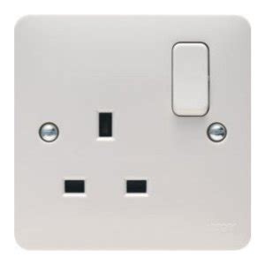 Hager 1 Gang Single Switched Socket White NSS WMSS81 National Shower Spares
