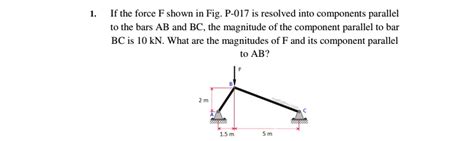 solved 1 if the force f shown in fig p 017 is resolved into