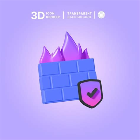 Premium Psd Firewall 3d Illustration Rendering 3d Icon Colored Isolated
