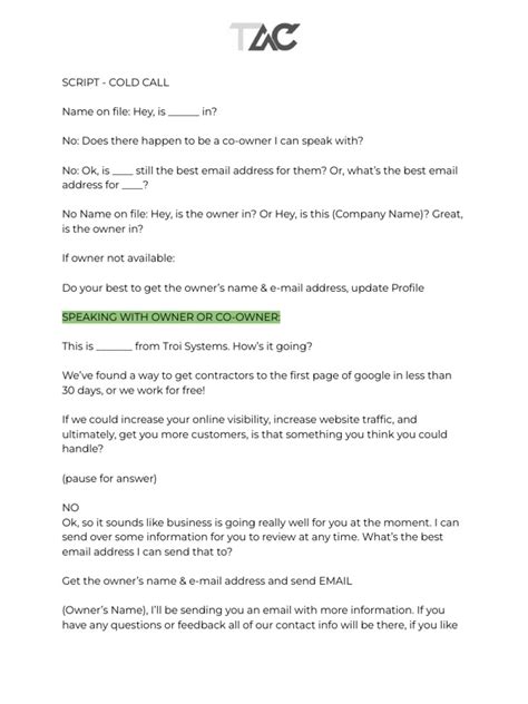 Cold Call Script Pdf