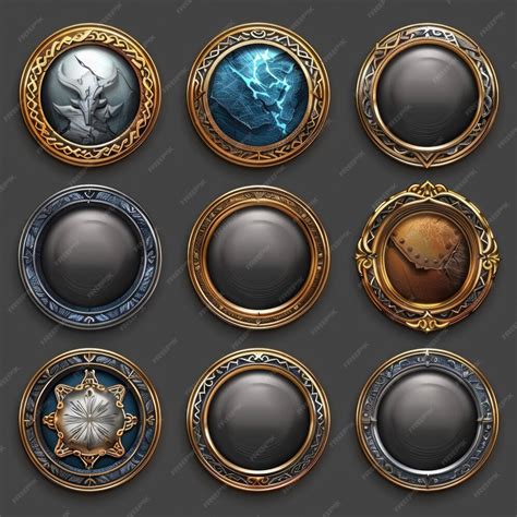 Premium Photo Game Round Interface Frames Cartoon Ui Circle Game Asset Items Empty Golden
