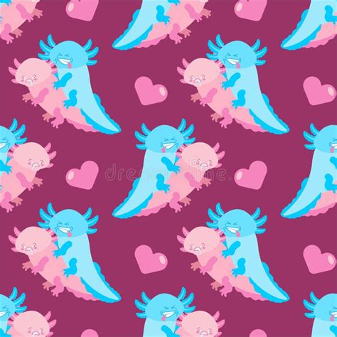 Axolotl Sex Pattern Seamless Axolotls Intercourse Background Stock