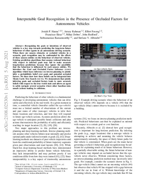 Pdf Interpretable Goal Recognition In The Presence Of Occluded