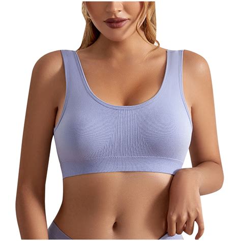 Cflvaek Womens Ribbed Sports Bras For Heavy Breasts Comfy Scoop Neck